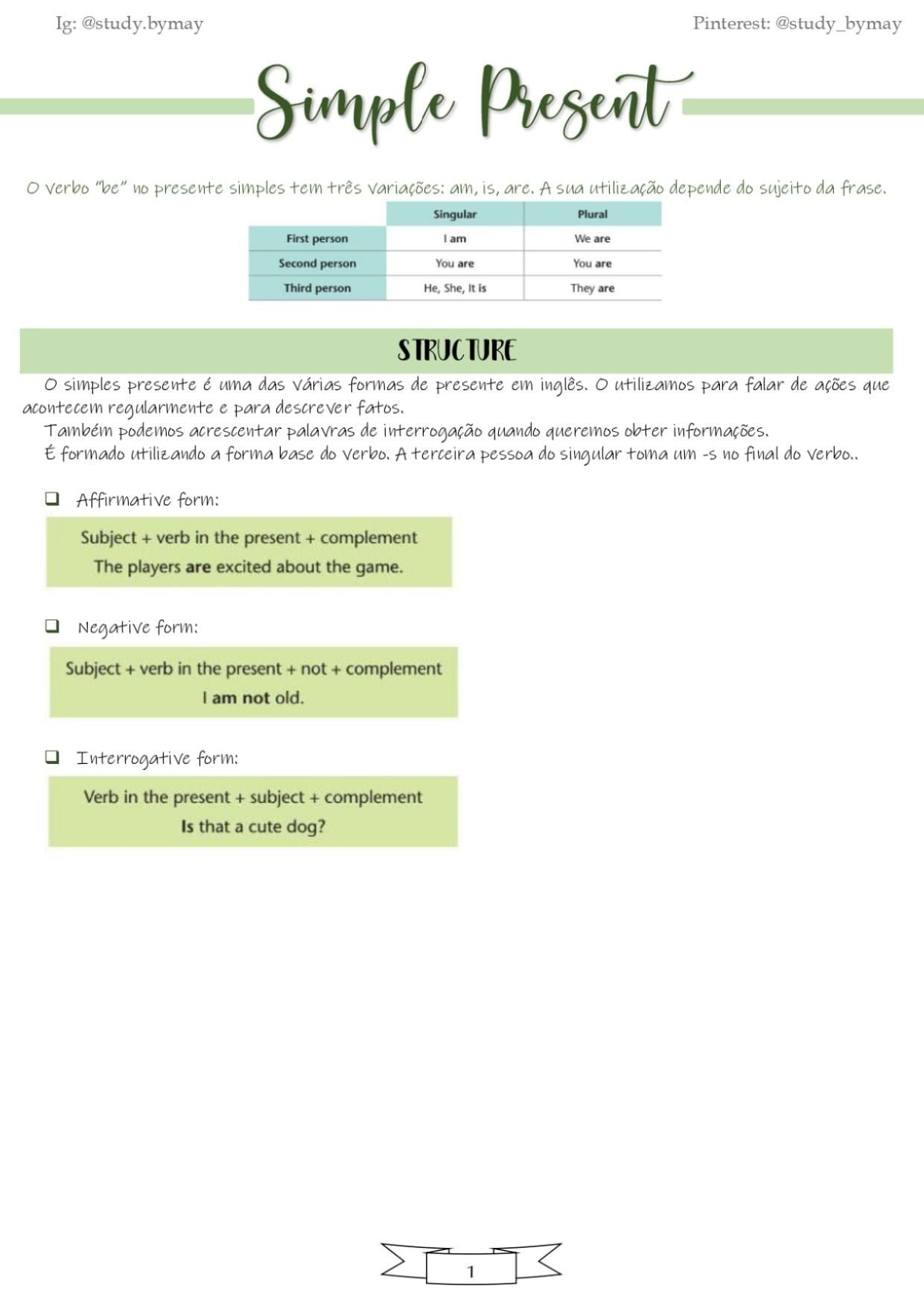 Mapa Mental sobre SIMPLE PRESENT - Study Maps
